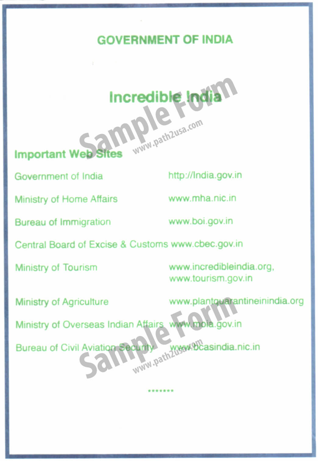 Sample Indian Departure Form: For Indian Citizens - Path2USA
