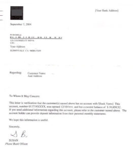 Sample Bank Account Verification Letter - Path2USA